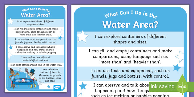 'I Can' Water Area Continuous Provision Prompt Poster (New EYFS 2021)