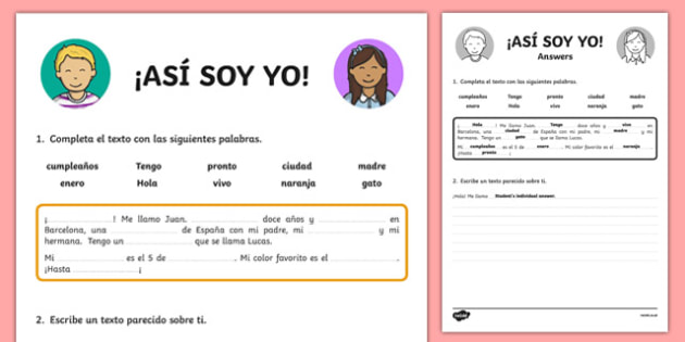 Asi soy yo - ficha de actividad - biografía, escritura, descripción