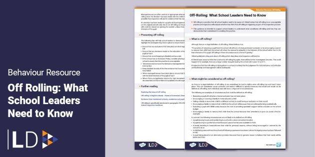 Off-Rolling: What School Leaders Need to Know (teacher made)