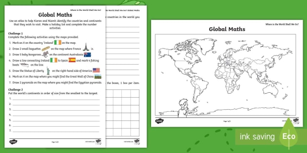 Continents and Countries Worksheet | SESE Geography
