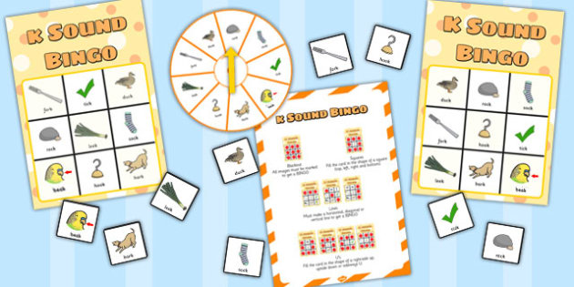 Final 'K' Sound Spinner Bingo (teacher made)