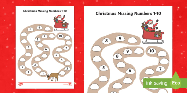 Christmas Path Missing Numbers to 10 Worksheet / Worksheet