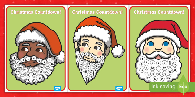 Santa Advent Calendar With Cotton Balls - Parents