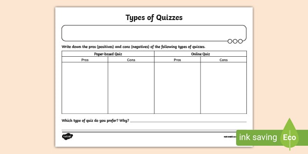 Types Of Quizzes And Puzzles - Free Math Worksheet Printable
