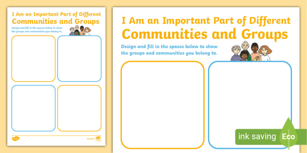 I am an Important Part of Different Communities and Groups Activity Sheet