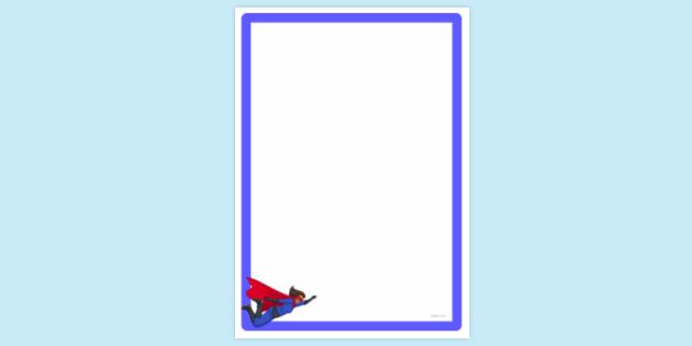 FREE! - Simple Blank Flying Superhero Girl Page Border | Page Borders