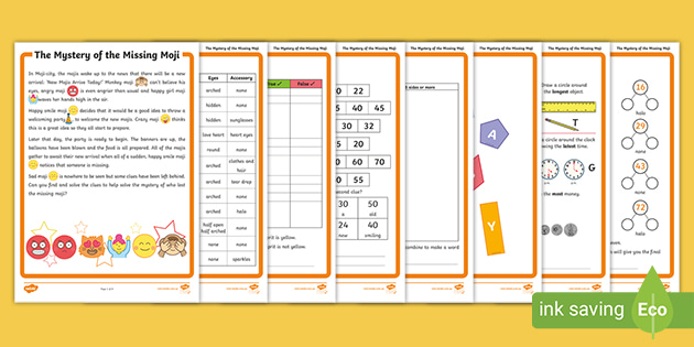 Missing Moji Mystery Maths Game (teacher made)