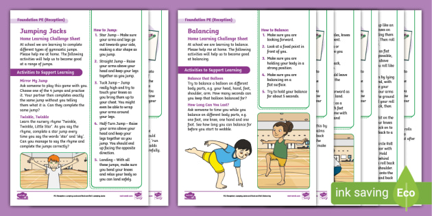 Kindergarten PE Gymnastics Jumping Jacks & Rock & Roll Home Learning