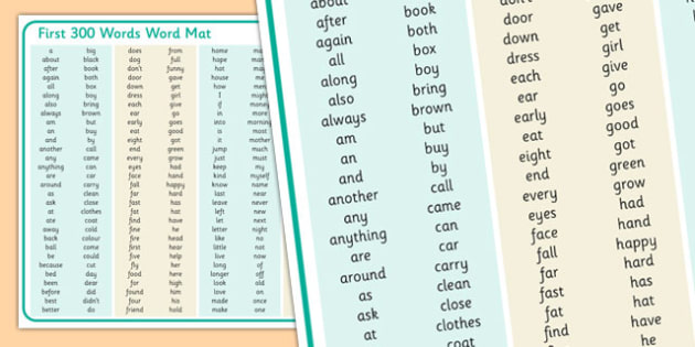 First 300 Words A3 Word Mat (teacher made)