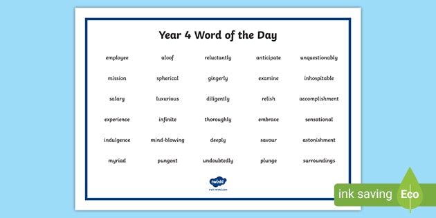 Year 4 Word of the Day Word Mat