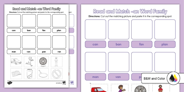 Read and Match -an Word Family Activity (teacher made)