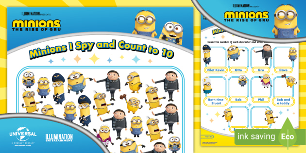 FREE! - Minions: I Spy and Count to 10 (teacher made)