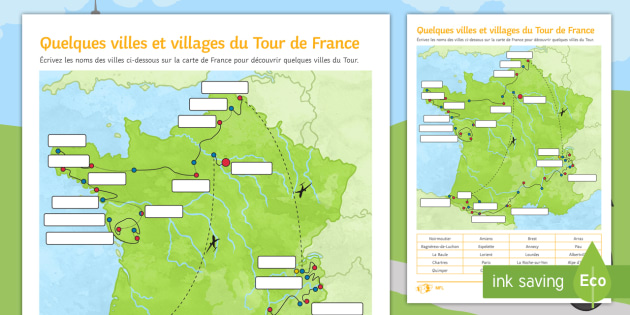 Tour de France Stages Map French (teacher made)
