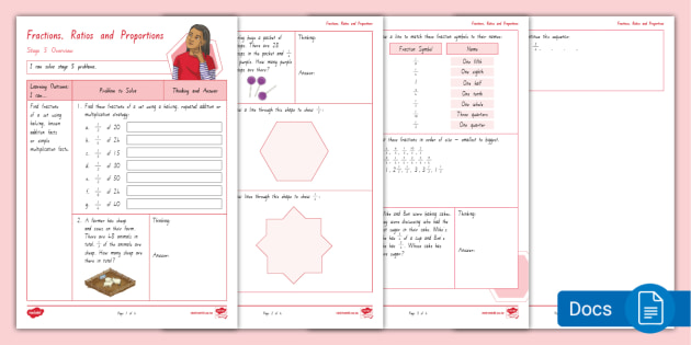 Stage 5 Fractions Overview Worksheet (teacher made)