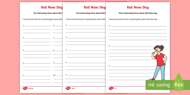Red Nose Day: Interesting Facts Differentiated Worksheet / Worksheets