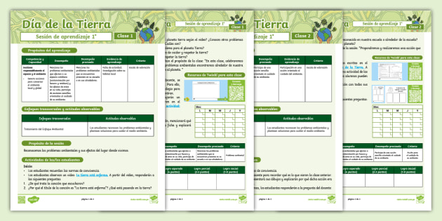 Hojas De Trabajo Con Planes De Lecciones Para El Día De La Tierra