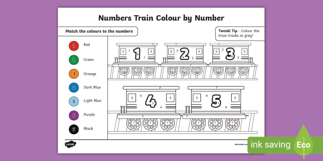 FREE! - Numbers Train Colour by Number (teacher made)