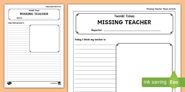 News Article Missing Teacher Activity - English - F-4
