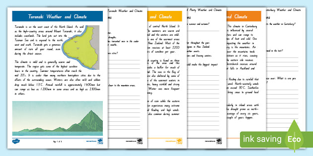 Weather and Climate in New Zealand Quick Reads Comprehension Pack