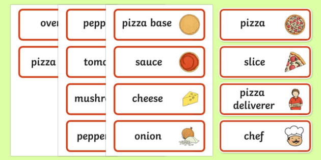 Pizza Shop Role Play Vocabulary Cards - ESL Vocabulary Resources