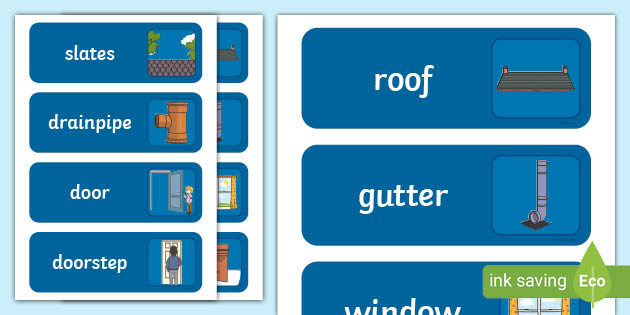 Parts of the House Word Cards (teacher made)