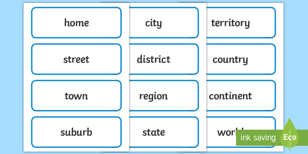 My Place In The World Word Cards - Year 2 Geography