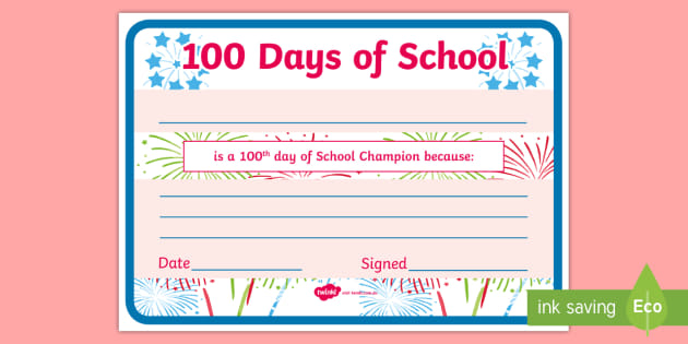 * NEW * 100 Days of School Certificates