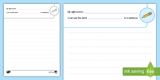 Using Sight Words: Sentence Writing Activity