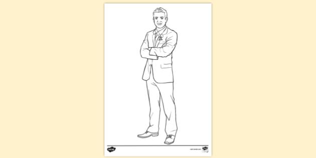 FREE! - Spectator Man in Suit Colouring Sheet | Colouring Sheets