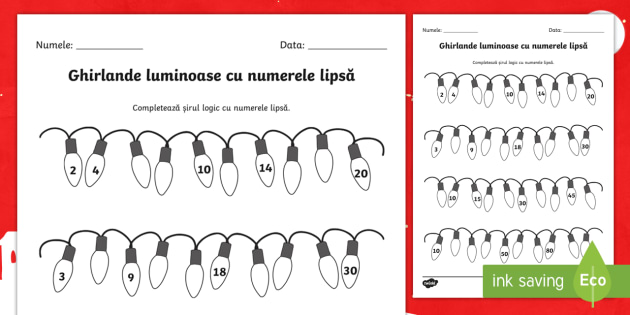 Ghirlande luminoase cu șiruri logice Fișă de lucru