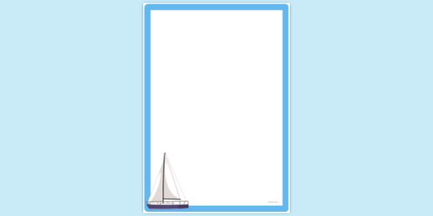 FREE! - Simple Blank Sail Boat Page Border | Page Borders | Twinkl