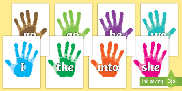 Phase 2, 3 and 4 Tricky Words on Hand-Prints