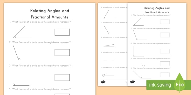 Relating Angles and Fractional Amounts Worksheet / Worksheet