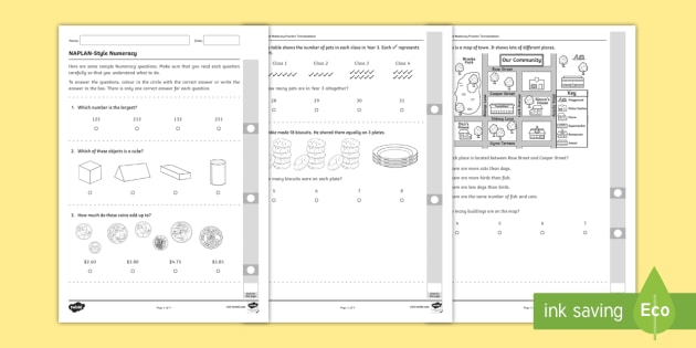 NAPLAN Style Numeracy Year 3 Example Test Set 2 Exam Questions Pack ...