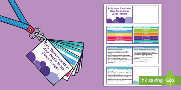 EYFS Profile Sense Check Lanyard-Sized Cards - Twinkl EYFS Profile Sense Check Lanyard-Sized Cards - Twinkl