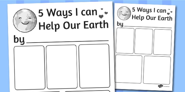 Five Ways I Can Help the Earth Writing Frame - writing frame