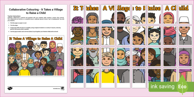 It Takes A Village Collaborative Art Activity (teacher made)