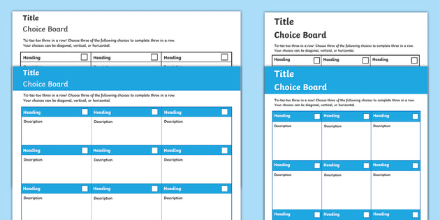 Choice Board Template Twinkl USA Resources teacher Made 