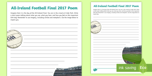All Ireland Football Final Poem Worksheet / Worksheet