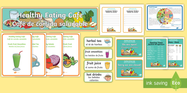 Healthy Eating Cafe Role-Play Pack English/Spanish