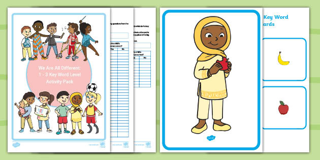 We Are All Different: 1-3 Key Word Level Activity Pack
