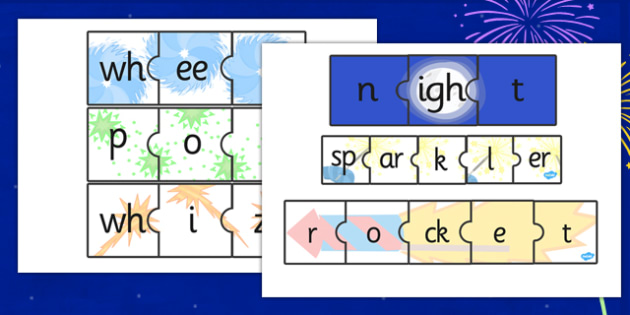 Bonfire Night Firework Words Jigsaws (teacher made)