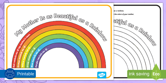 Mother's Day Poem | Rainbow Poetry Template