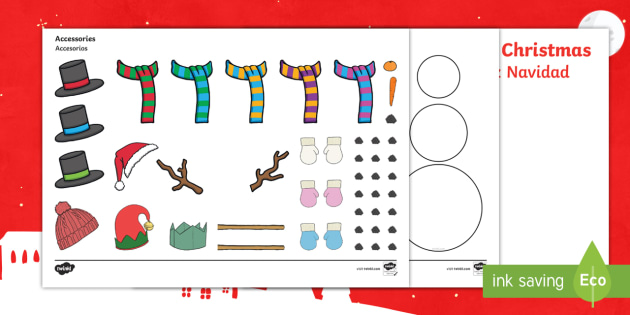 Design Your Own Snowman Christmas Cards English/Spanish