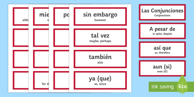 Spanish Conjunctions Word Cards (Teacher-Made)