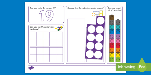 All About Number 19 Activity Mat (teacher made)
