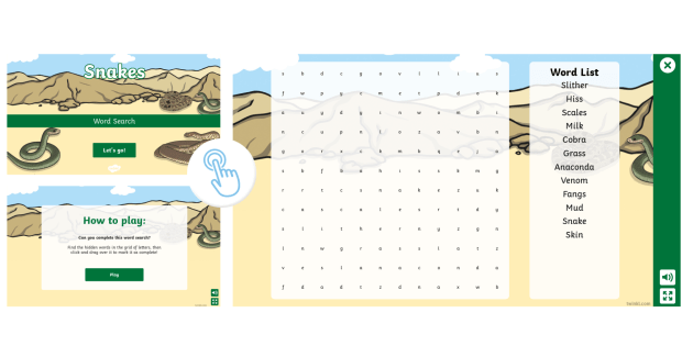 Snake Word Search | Interactive | Twinkl (Teacher-Made)