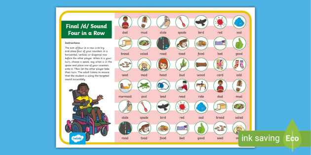 Final /d/ Sound Four in a Row (Teacher-Made)