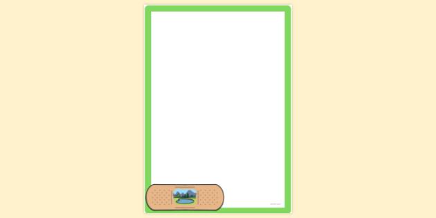 FREE! - Simple Blank Plaster with Lake Page Border | Page Borders | Twinkl