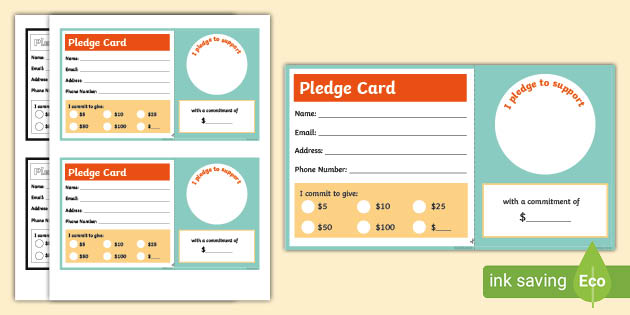 Editable Fundraiser Pledge Card Template | Grade K-5 Twinkl